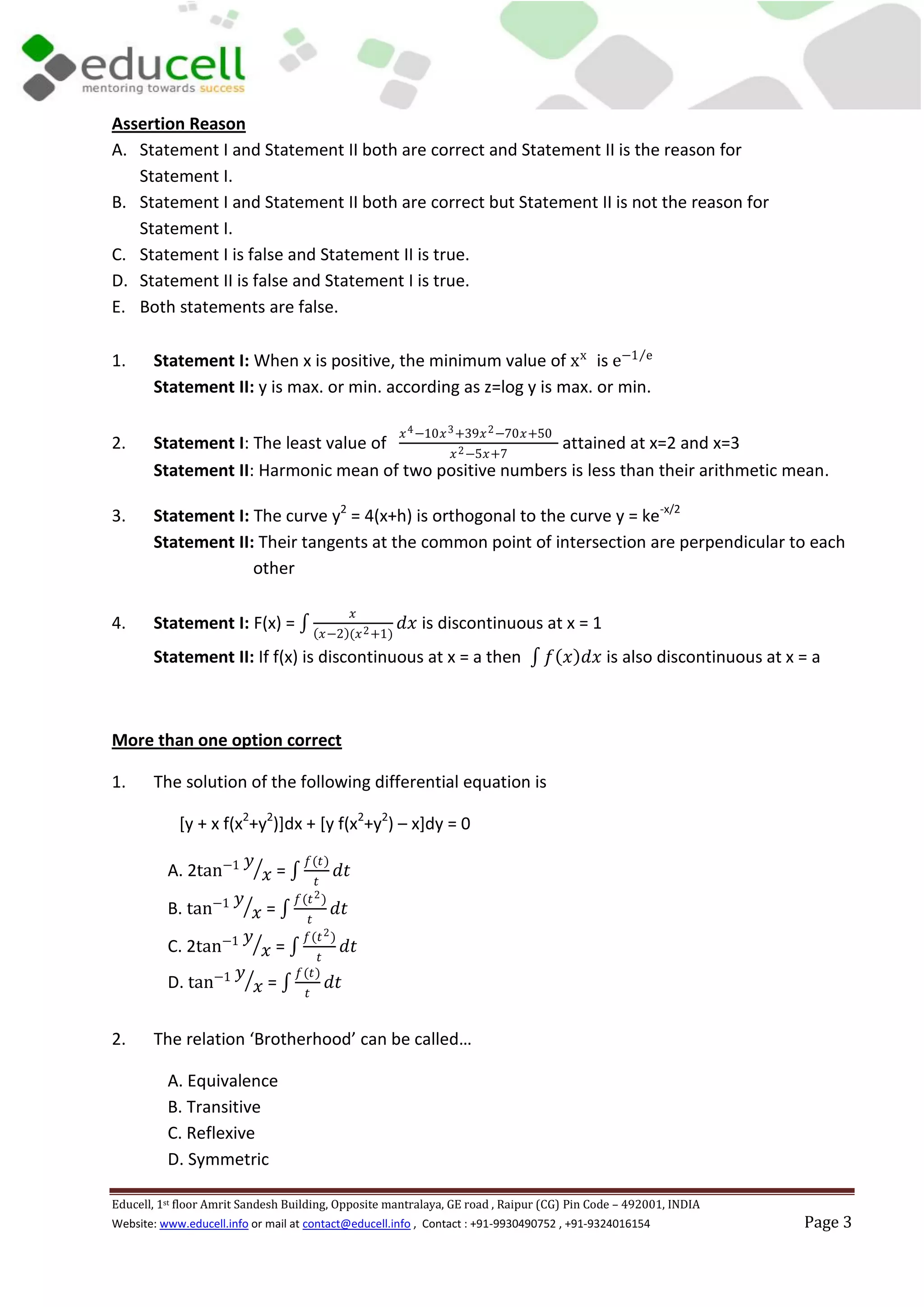 Educell Maths Sample | PDF