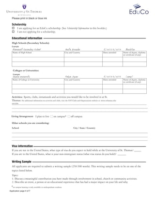 st-thomas-student-application-form | PDF