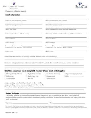 st-thomas-student-application-form | PDF