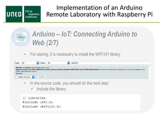 Implementation of an Arduino Remote Laboratory with Raspberry Pi | PPT