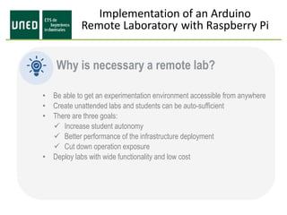 Implementation of an Arduino Remote Laboratory with Raspberry Pi | PPT