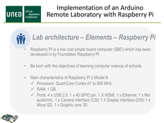 Implementation of an Arduino Remote Laboratory with Raspberry Pi | PPT