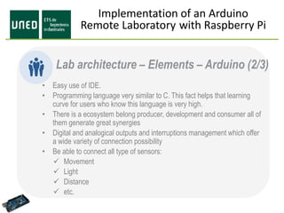 Implementation of an Arduino Remote Laboratory with Raspberry Pi | PPT