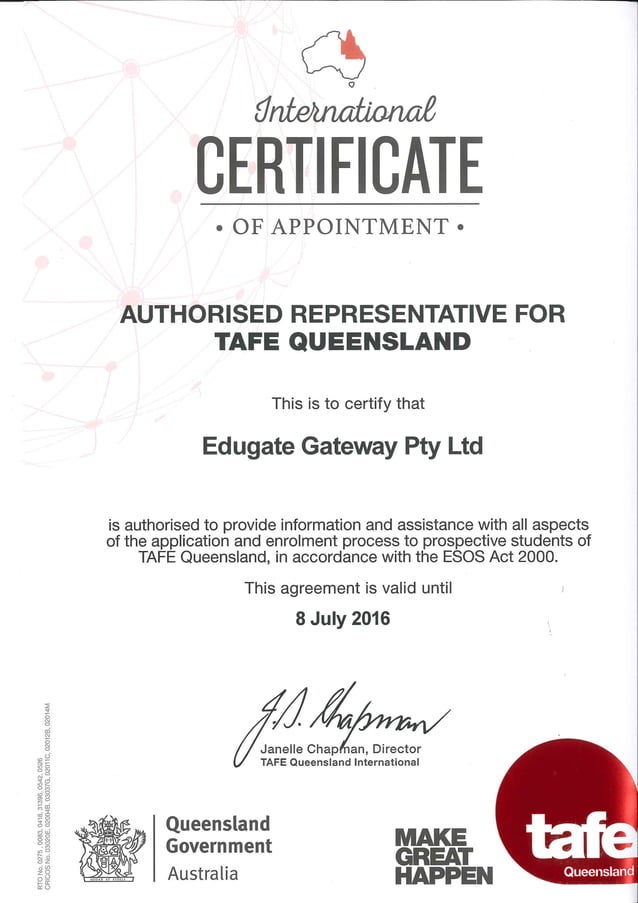 Edugate tafe international partnership certificate 2016 | PDF ...