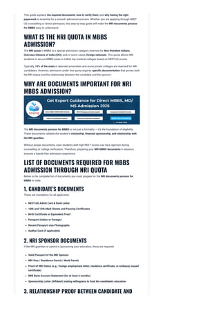 NRI Documents Required for MBBS Admission – Complete Checklist Guide | PDF