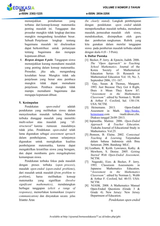 Pendekatan open-ended dalam pembelajaran matematika | DOC