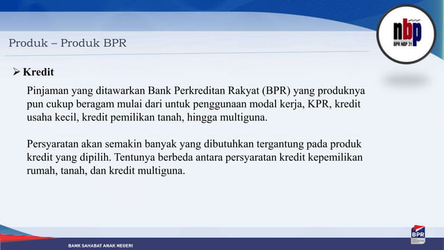 PENGENALAN BPR DAN PRODUK – PRODUK BPR | PPTX