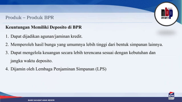 PENGENALAN BPR DAN PRODUK – PRODUK BPR | PPTX