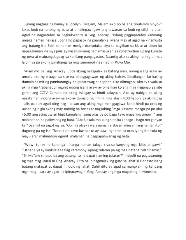 Edukasyon sa pagkatao mga tula | DOCX