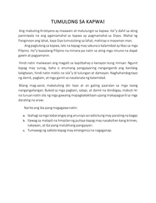 Edukasyon sa pagkatao mga tula | DOCX