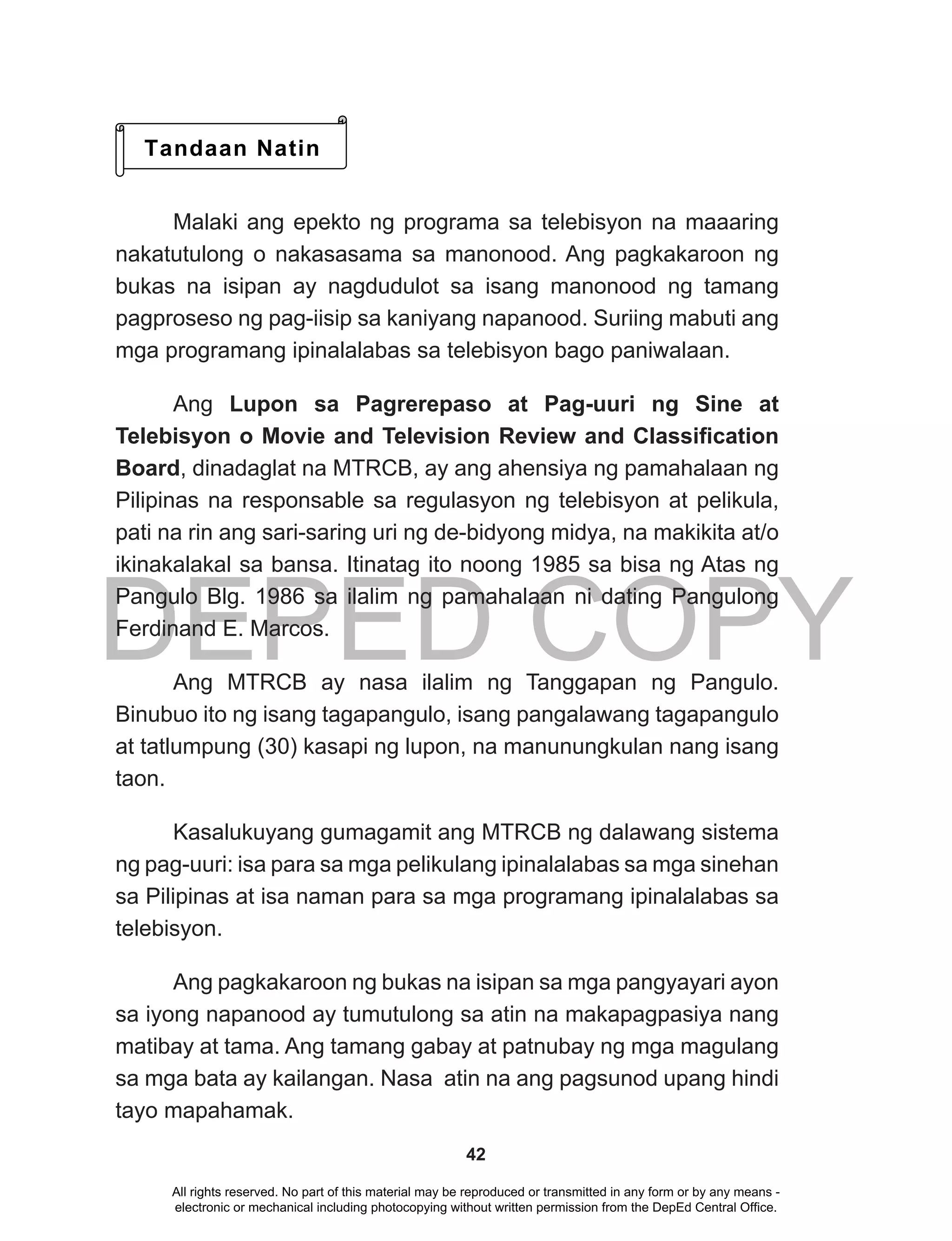 Edukasyon sa pagpapakatao kagamitan ng mag-aaral | PDF