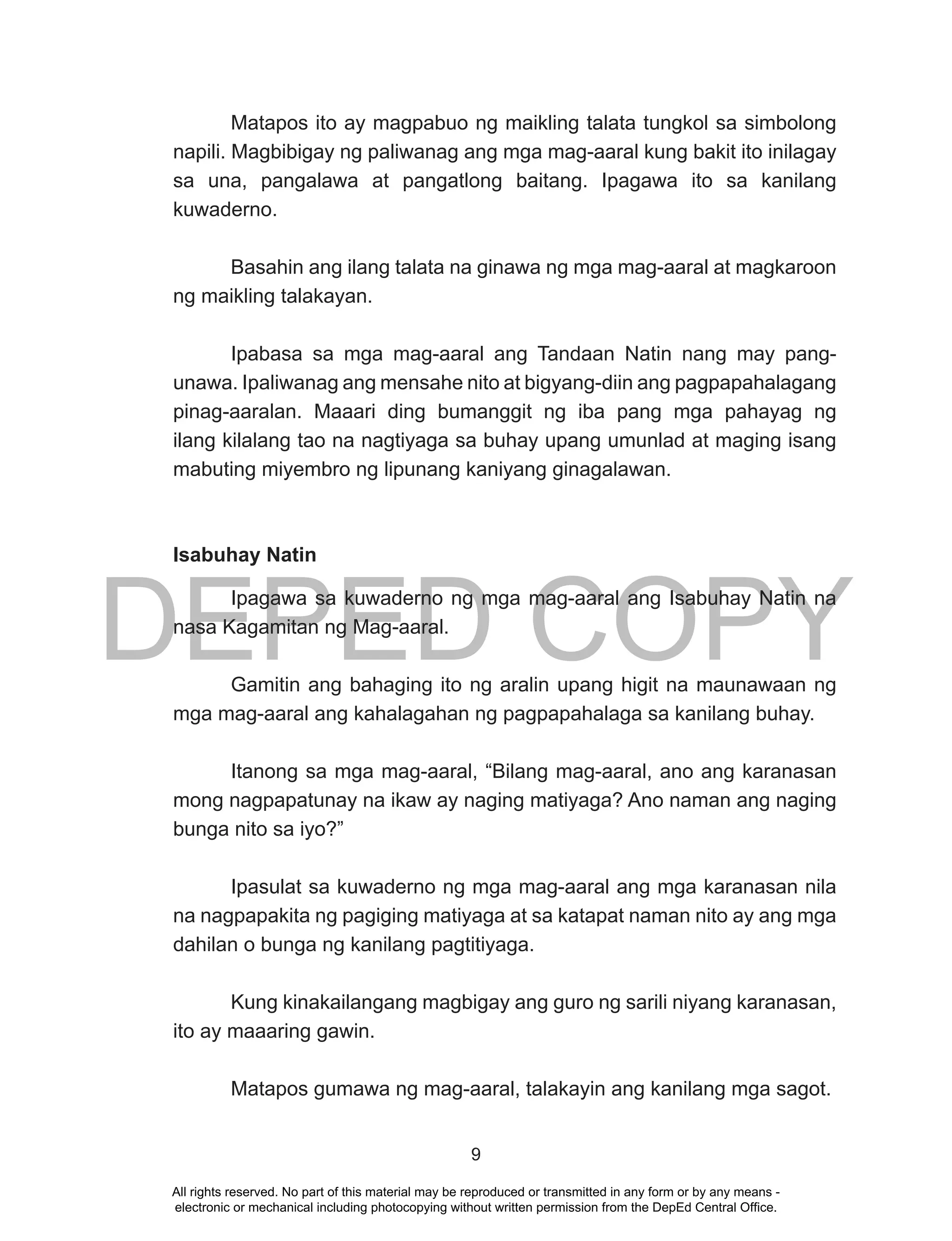 Edukasyon sa pagpapakatao patnubay ng guro | PDF