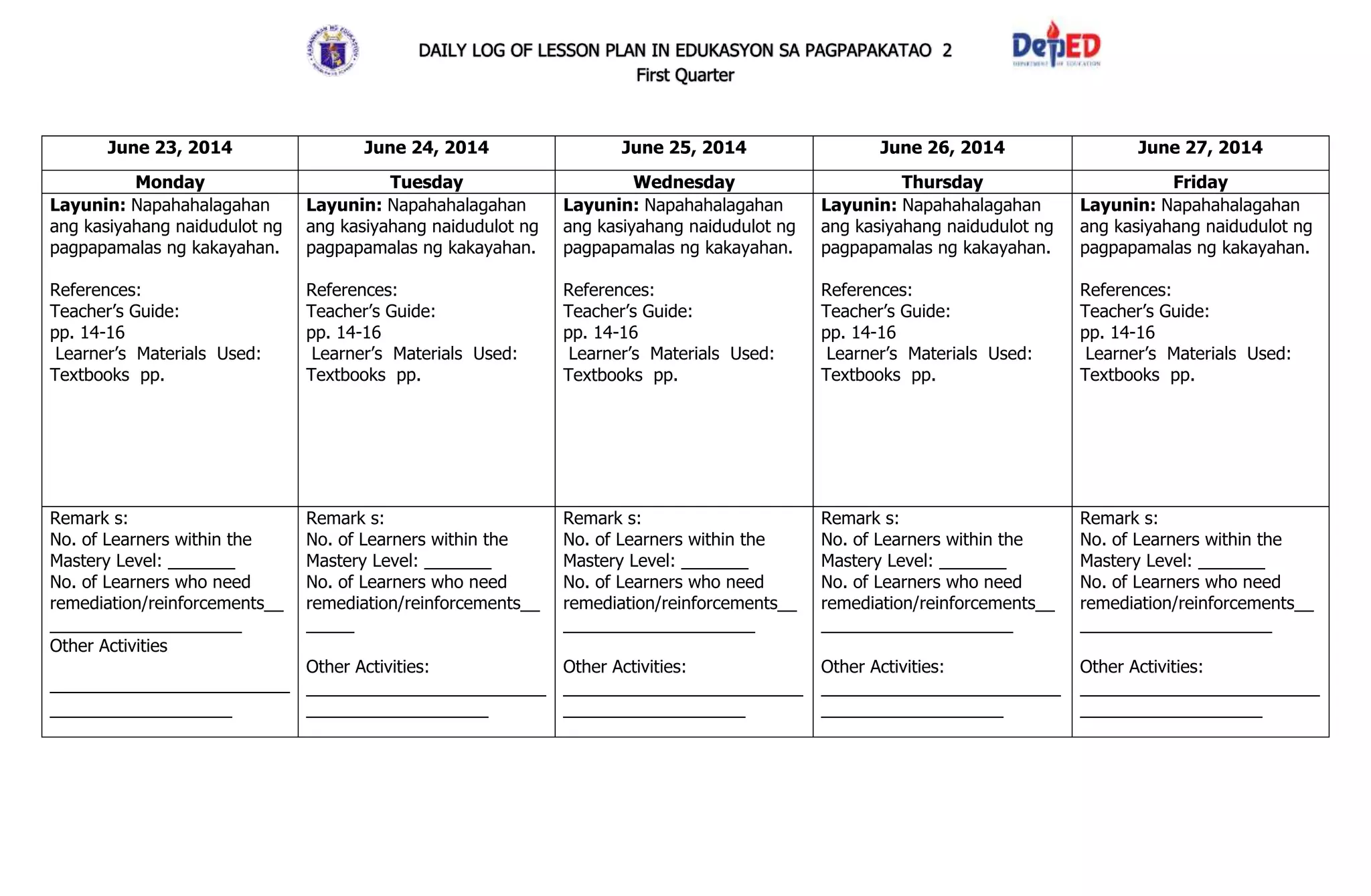 LEARNING COMPETENCIES GRADE 2 Edukasyonsapagpapakatao (1) | PPT