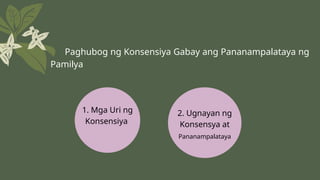 Edukasyon sa Pagpapakatao 7(Paghubog ng Konsensiya Gabay ang Pananampalataya ng Pamilya 1. Mga ...