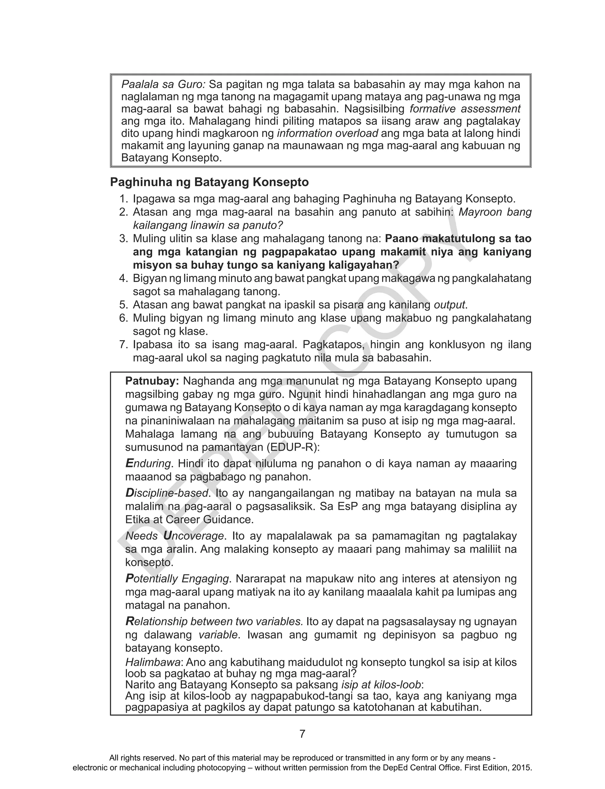 Edukasyon sa pagpapakatao grade 10 tg quarter 1 | PDF
