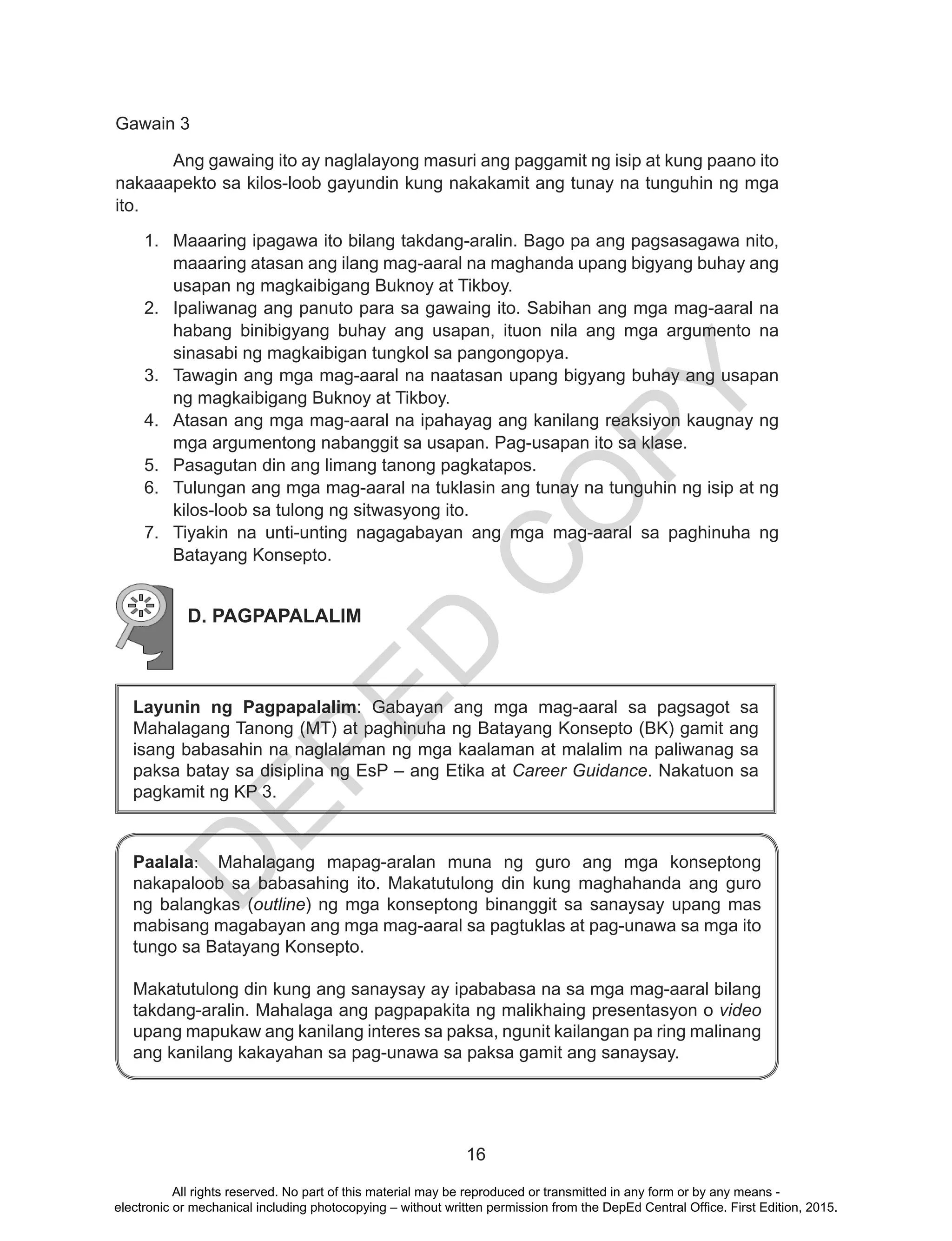 Edukasyon sa pagpapakatao grade 10 tg quarter 1 | PDF