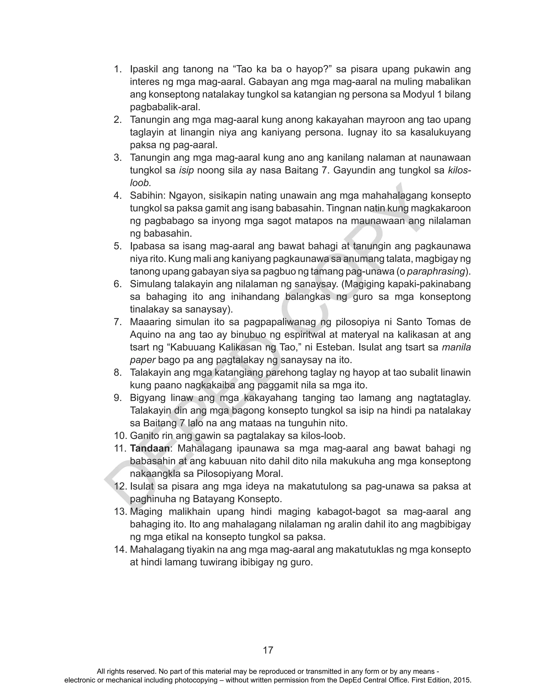 Edukasyon sa pagpapakatao grade 10 tg quarter 1 | PDF