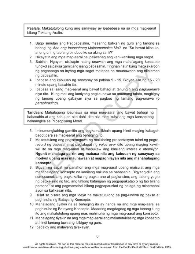Edukasyon sa pagpapakatao grade 10 tg quarter 1 | PDF