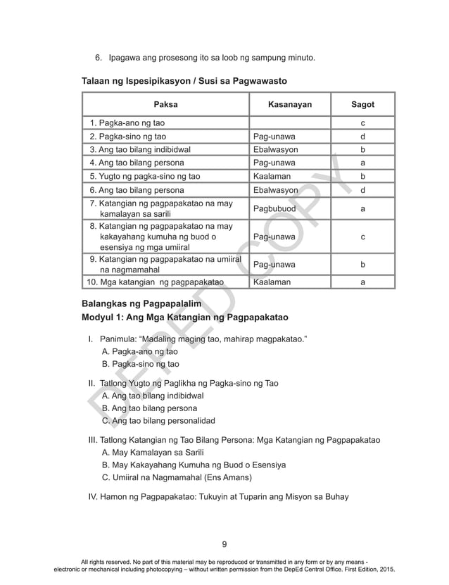 Edukasyon sa pagpapakatao grade 10 tg quarter 1 | PDF