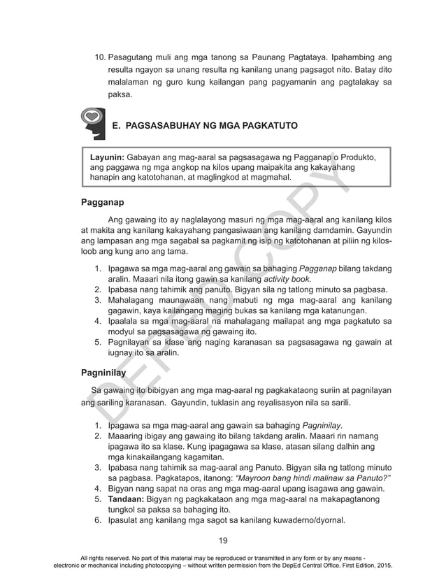 Edukasyon sa pagpapakatao grade 10 tg quarter 1 | PDF