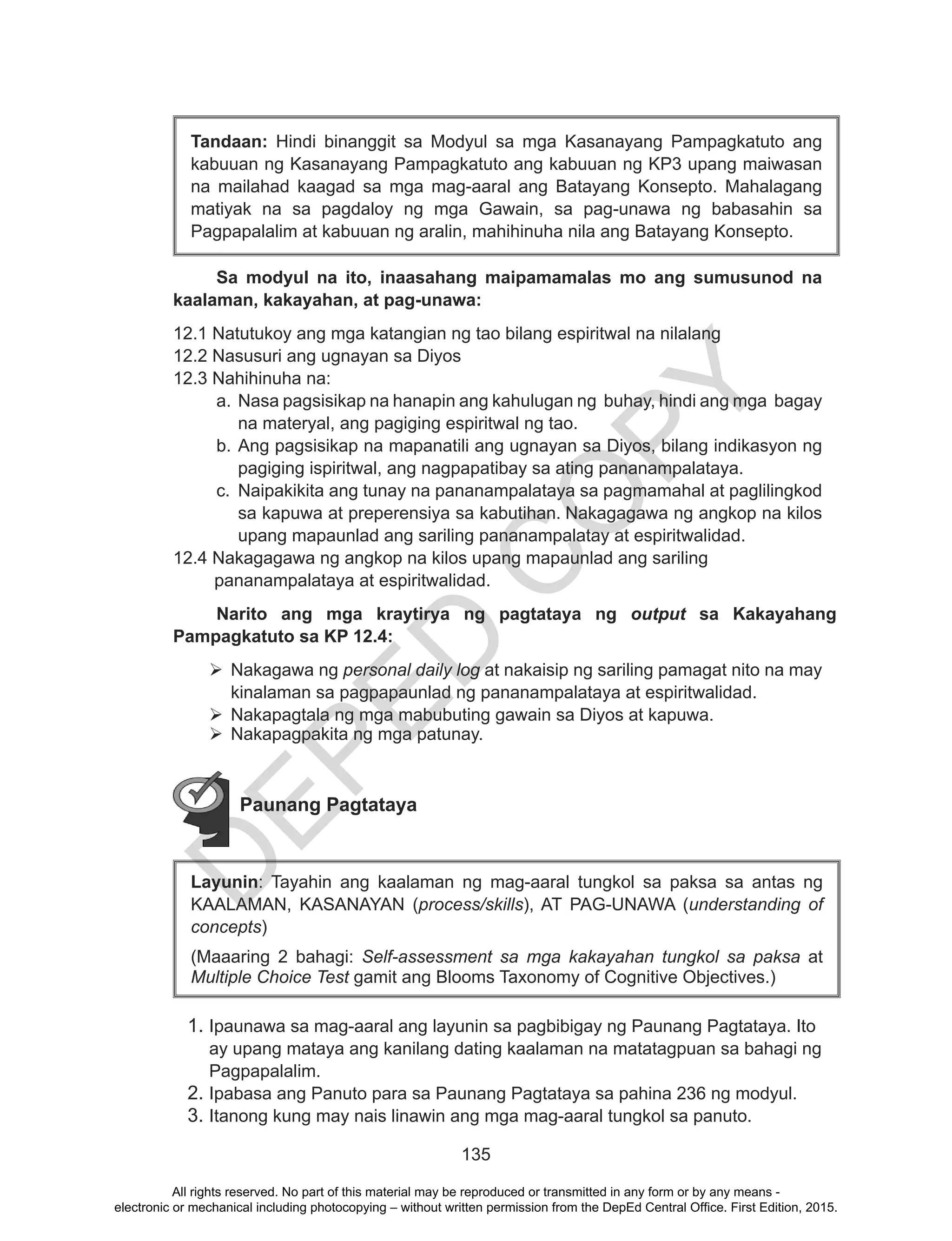 Edukasyon sa pagpapakatao grade 10 tg quarter 3 | PDF