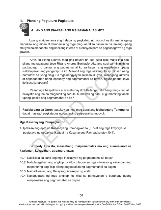 Edukasyon sa pagpapakatao grade 10 tg quarter 3 | PDF