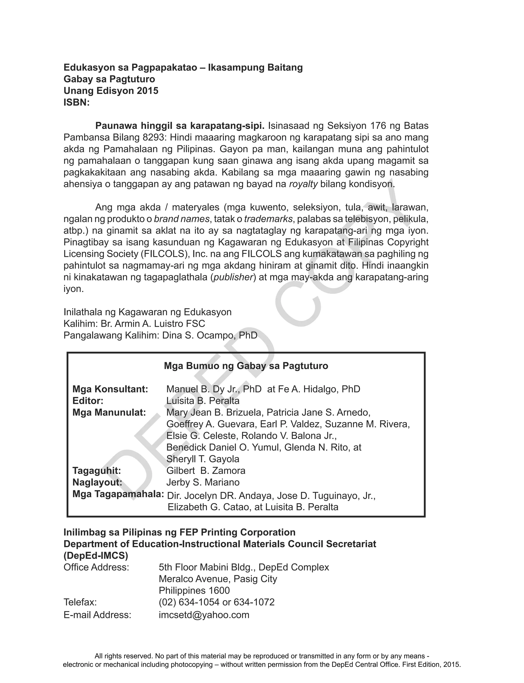 Edukasyon sa pagpapakatao grade 10 tg quarter 4 | PDF