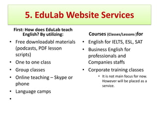 Edu lab website structure, colors, functionality | PPT