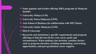 What are the Requirements for MBA in Malaysia? | PPTX