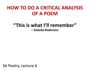 Edulink sa poetry, lecture 6 (2013) | PPTX