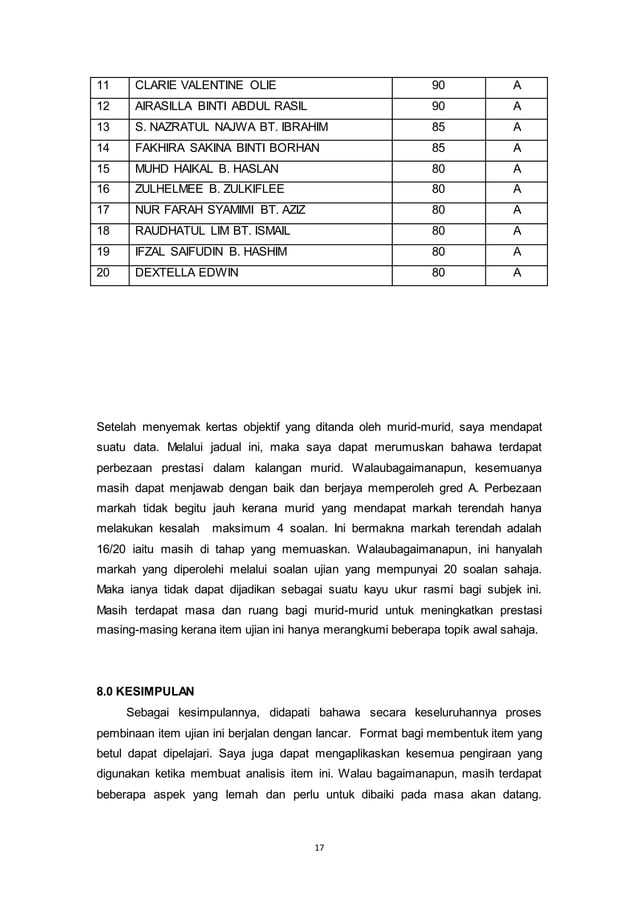 Edup3063 - Laporan pentaksiran ujian | DOCX