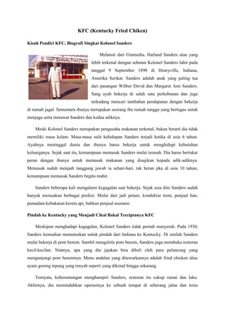 Berdirinya KFC dan Facebook | PDF