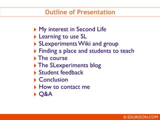 Teaching and Learning Languages in Second Life - WiziQ Presentation | PPT