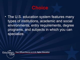 EducationUSA U S Higher Education System Explained | PPT
