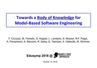 Towards a Body of Knowledge for Model-Based Software Engineering | PPT