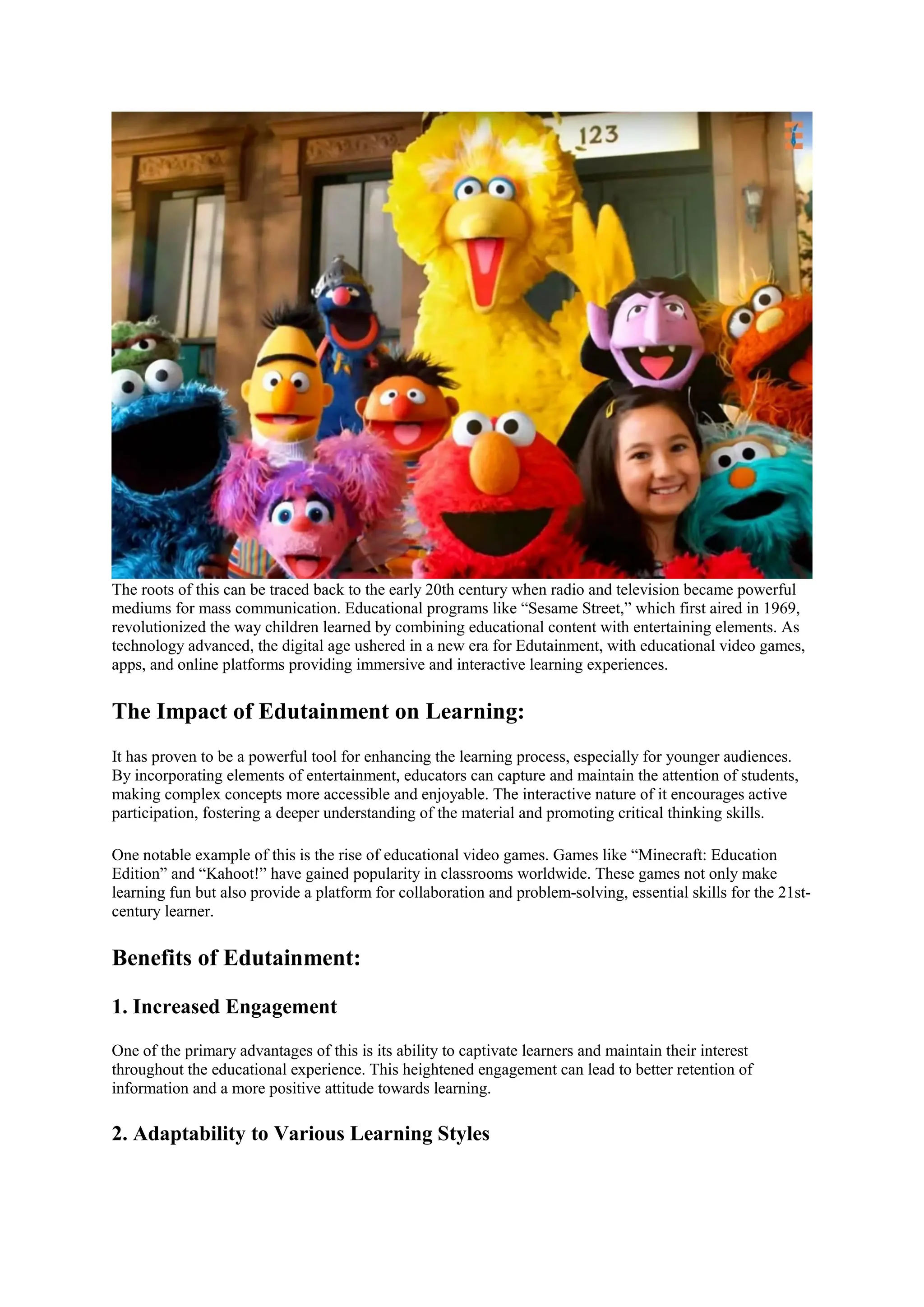 Edutainment: A Fusion of Education and Entertainment | PDF