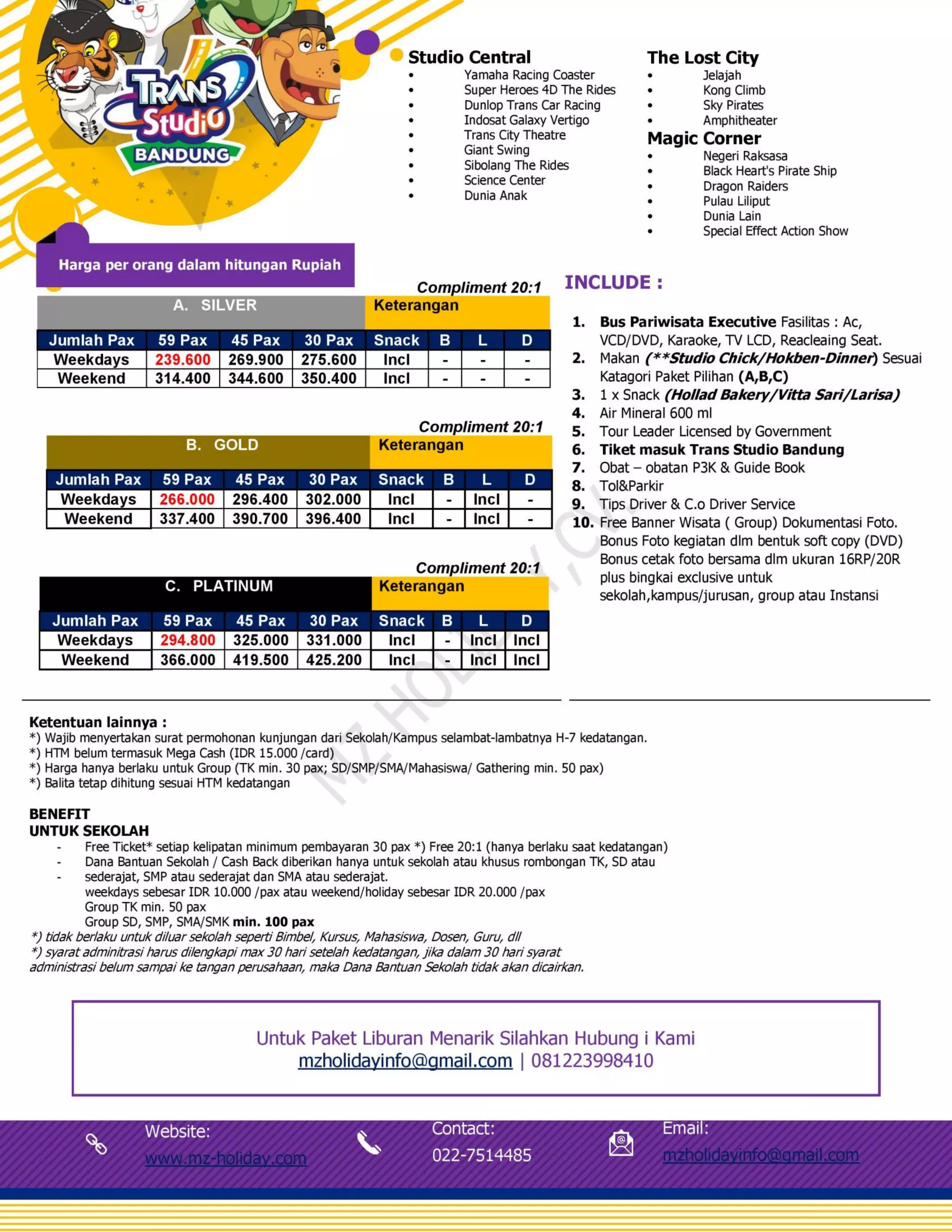 EDUTAINMNET PACKAGE 2019 TRANS STUDIO BANDUNG | PDF