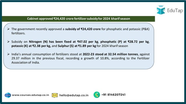 EDUTAP-ARD CurrentAffairs - February 2024.pptx | Agriculture | Industries