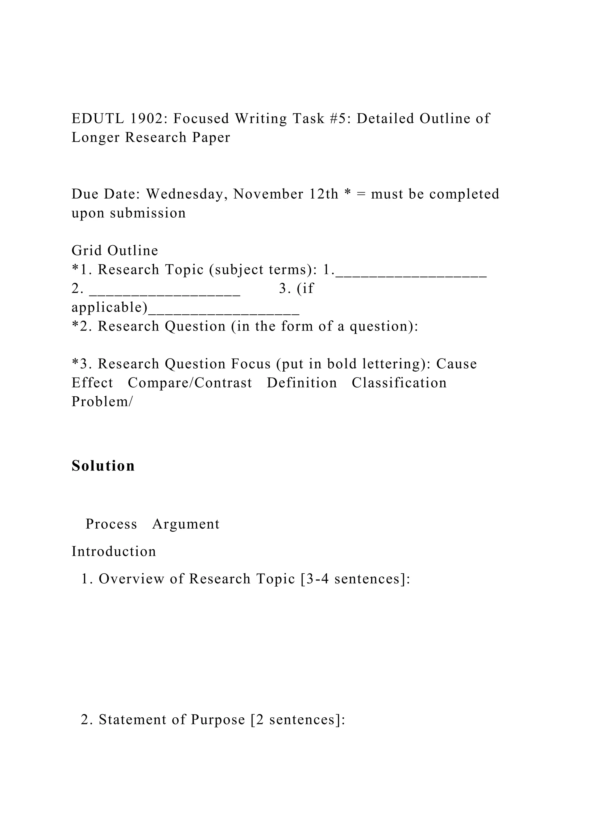EDUTL 1902 Focused Writing Task #5 Detailed Outline of Longer Re.docx