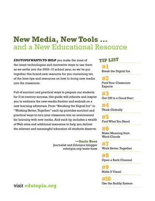 Edutopia 10 Top Tips For Teaching With New Media | PDF