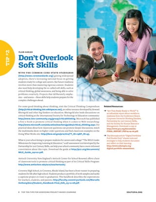 Edutopia's top ten tips for assessing Project Based Learning | PDF ...