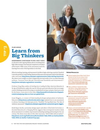 Edutopia's top ten tips for assessing Project Based Learning | PDF ...