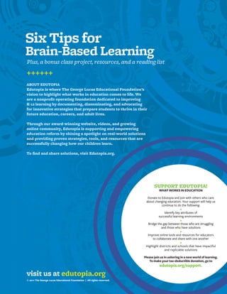 Edutopia 6-tips-brain-based-learning-guide c | PDF | Education