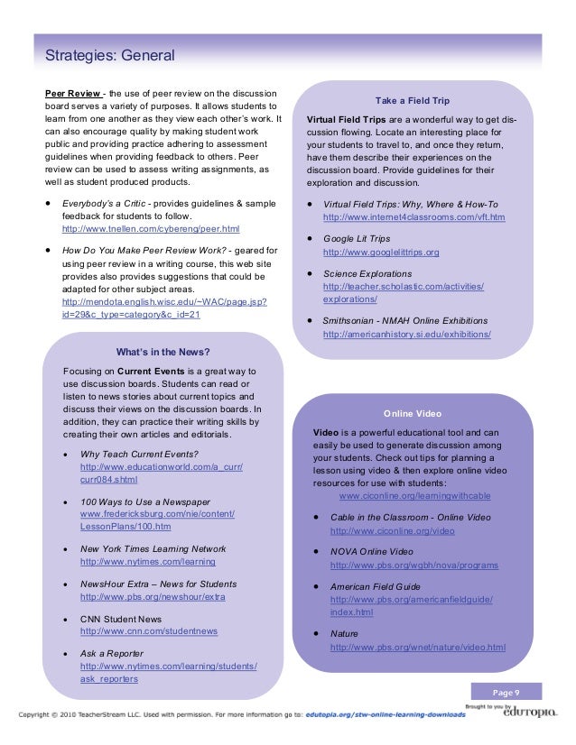Master Online Discussion Board By Edutopia Master Online Discussion Board By Edutopia