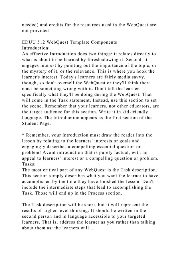 EDUU 512 WebQuest Design Project Template Rubric5432In.docx