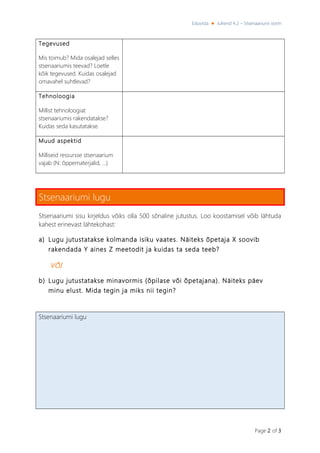 Eduvista stsenaariumi vorm | DOC