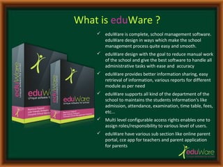 eduWare unique system for school management ppt | PPT