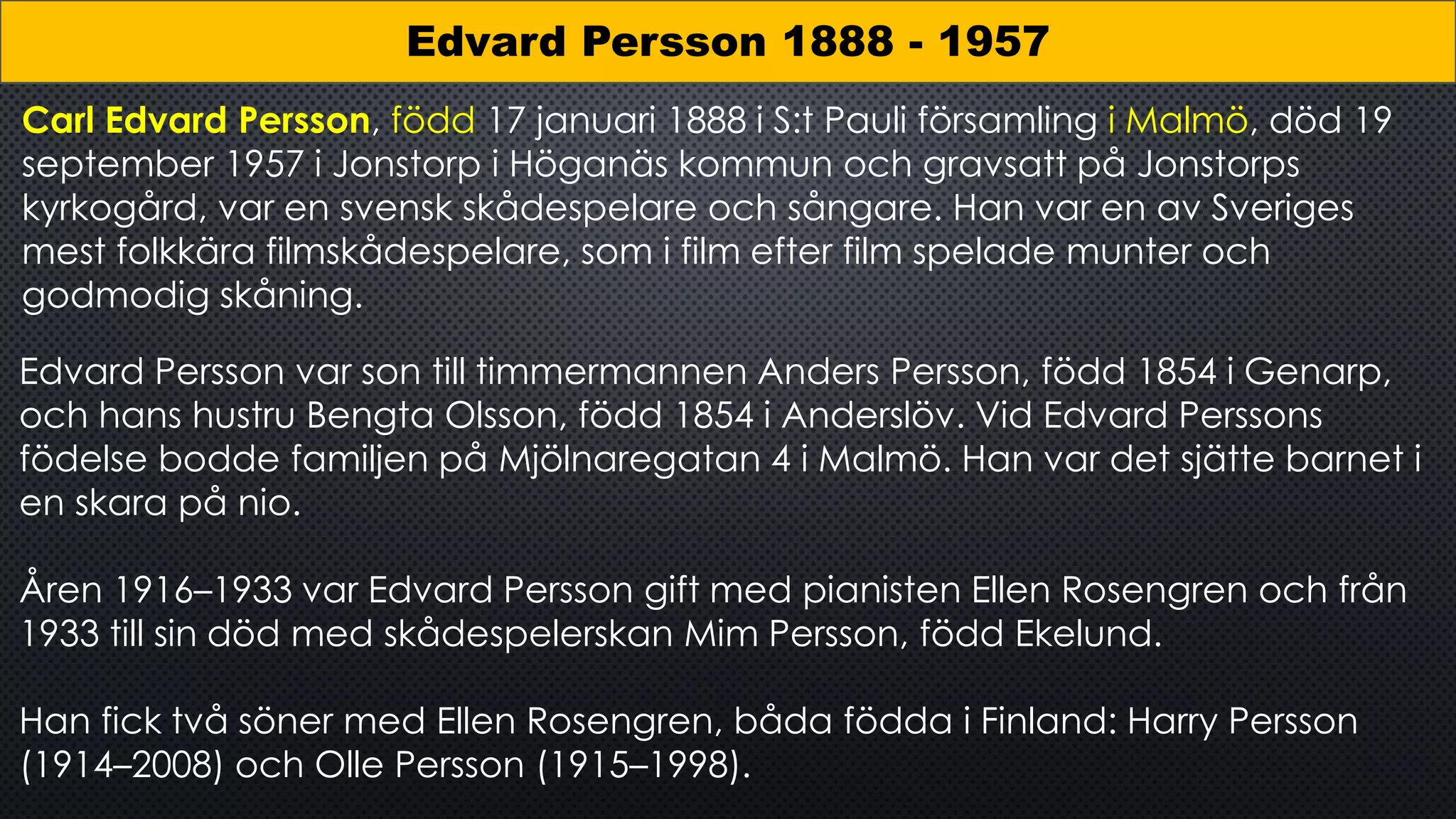 Edvard Persson 1888 till 1957 | PDF