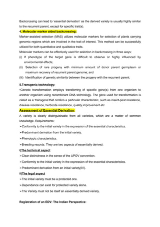 Essentially Derived varieties In Plant Breeding | DOCX