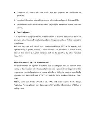 Essentially Derived varieties In Plant Breeding | DOCX